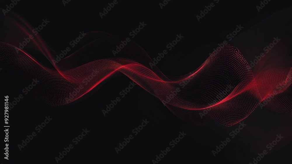 Technical vector art featuring red wavy lines on a black background ...