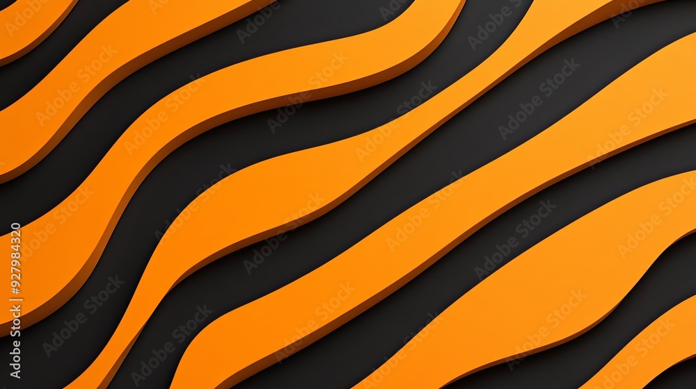 Technical vector art featuring orange wavy lines on a black background ...