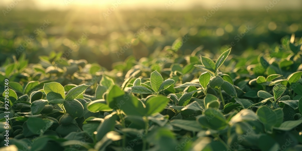 Endless soybean field with plants ready for harvesting Large scale ...