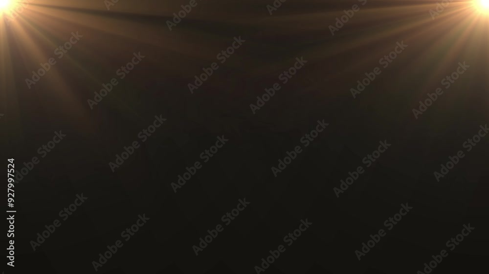 Flashing lights effect black background animation with yellow rays ...