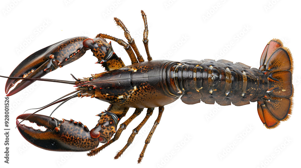 A large lobster with a transparent background, from a dorsal view ...