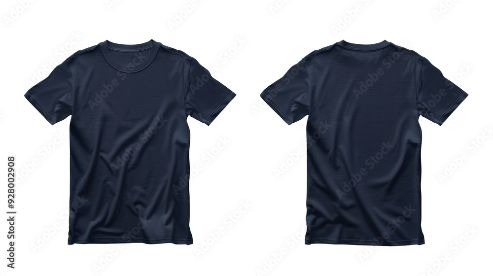 Front and Back Navy Blue T-Shirt on Transparent Background Stock Photo ...