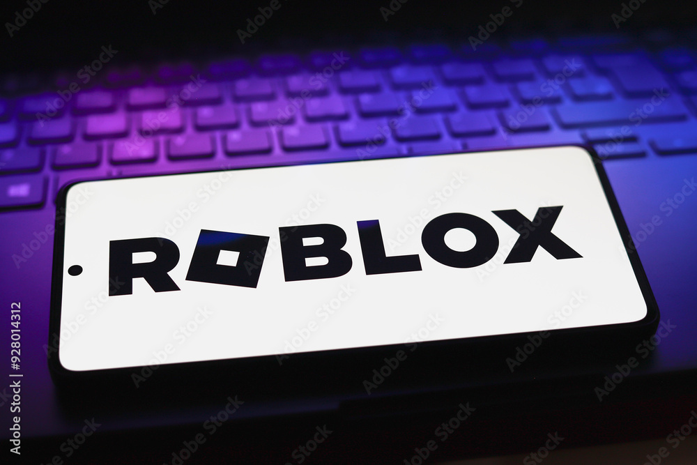 August 18, 2024, Paraguay. In this photo illustration, the Roblox logo ...