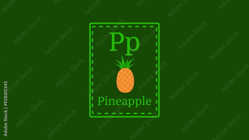 Letter p for pineapple 2d cartoon style card for little kids animation ... Letter p for pineapple 2d cartoon style card for little kids animation ...