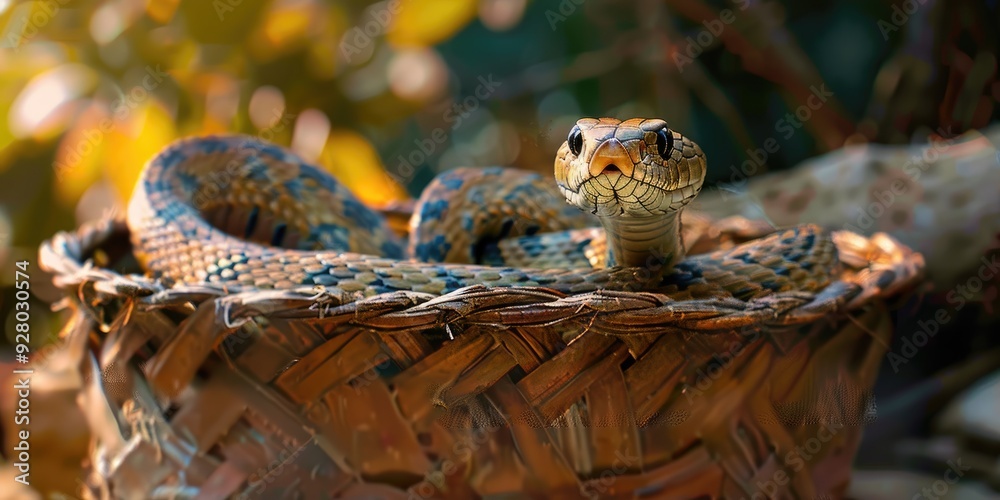 Indian Cobra Naja naja Snake Charmer with Spectacled Snake in Basket ...