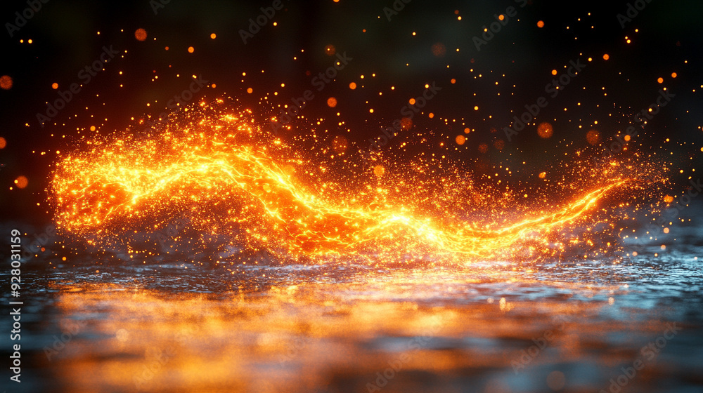 3D rendering of lightning strikes amid psychedelic colors and fluid ...