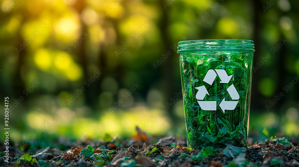 glass jar featuring the universal recycling symbol, symbolizing ...
