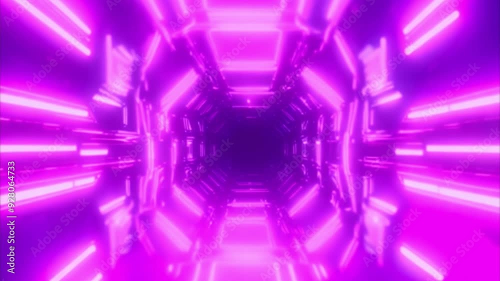 Flight in abstract sci-fi tunnel seamless loop. Futuristic VJ motion graphics, high tech ...