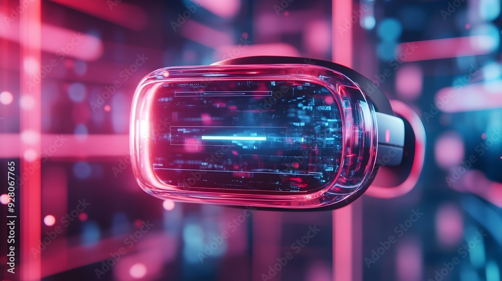 Floating 3D search bar interface glowing and illuminated within a ...