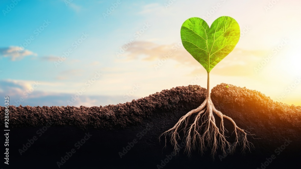 Embracing Love and Growth: Tree Roots and Branches Forming Heart Shape ...