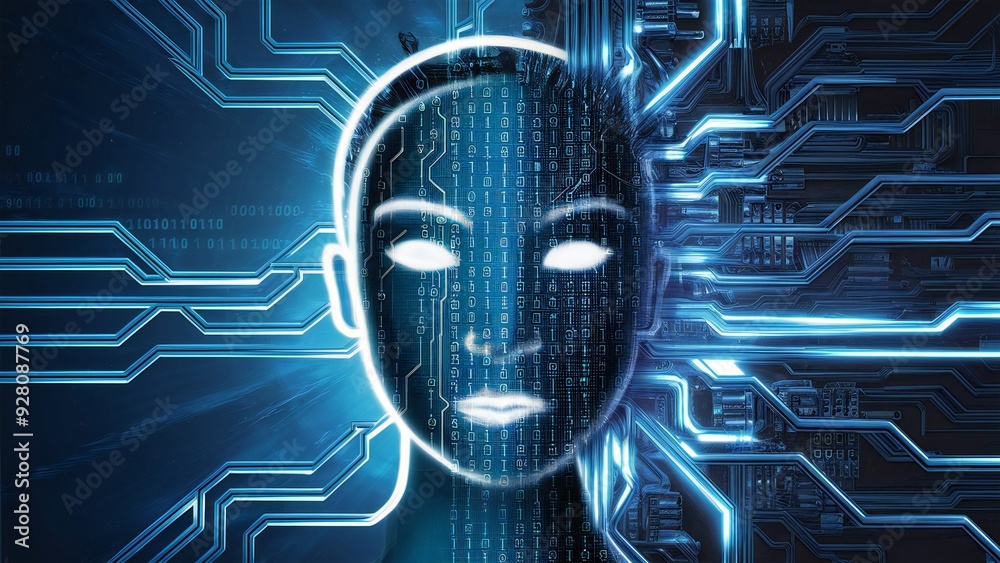 Big data and artificial intelligence concept. Machine learning and cyber mind domination concept ...