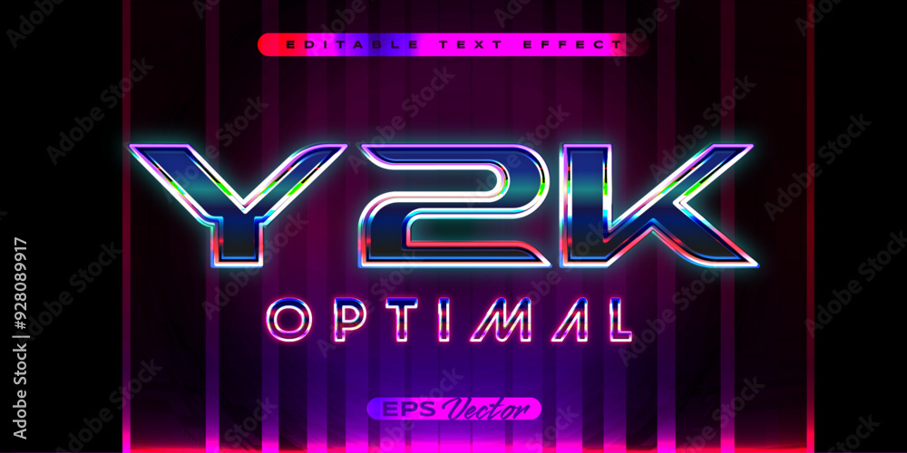 Editable Y2K retro text effect with futuristic 80s classic style ...