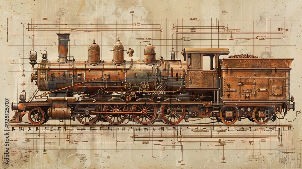 Steampunk illustration of an armored train laying siege, combining ...