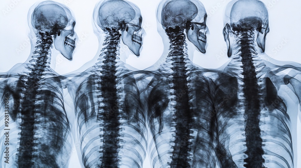 X-Ray Images of Four Human Torso and Heads Stock Illustration | Adobe Stock