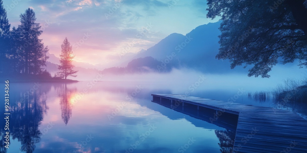 Anime-Style Enchanted Mystical Blue Lake: wilight by the Enchanted ...