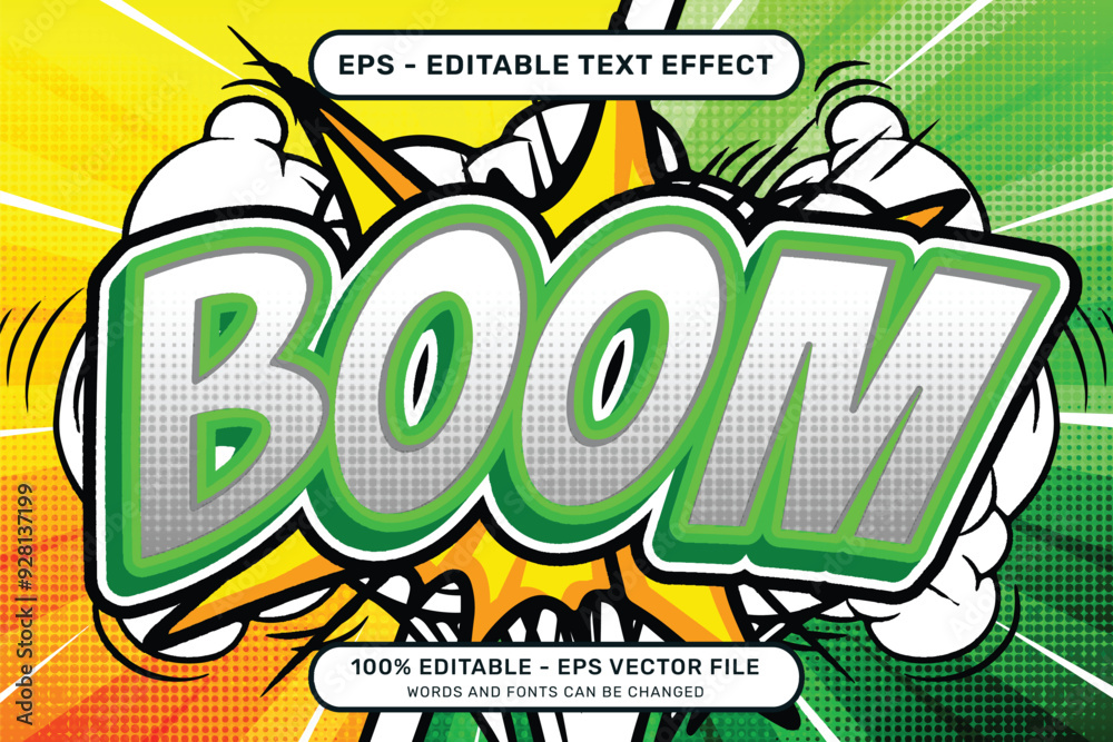 boom 3d text effect and editable text effect with a retro background ...