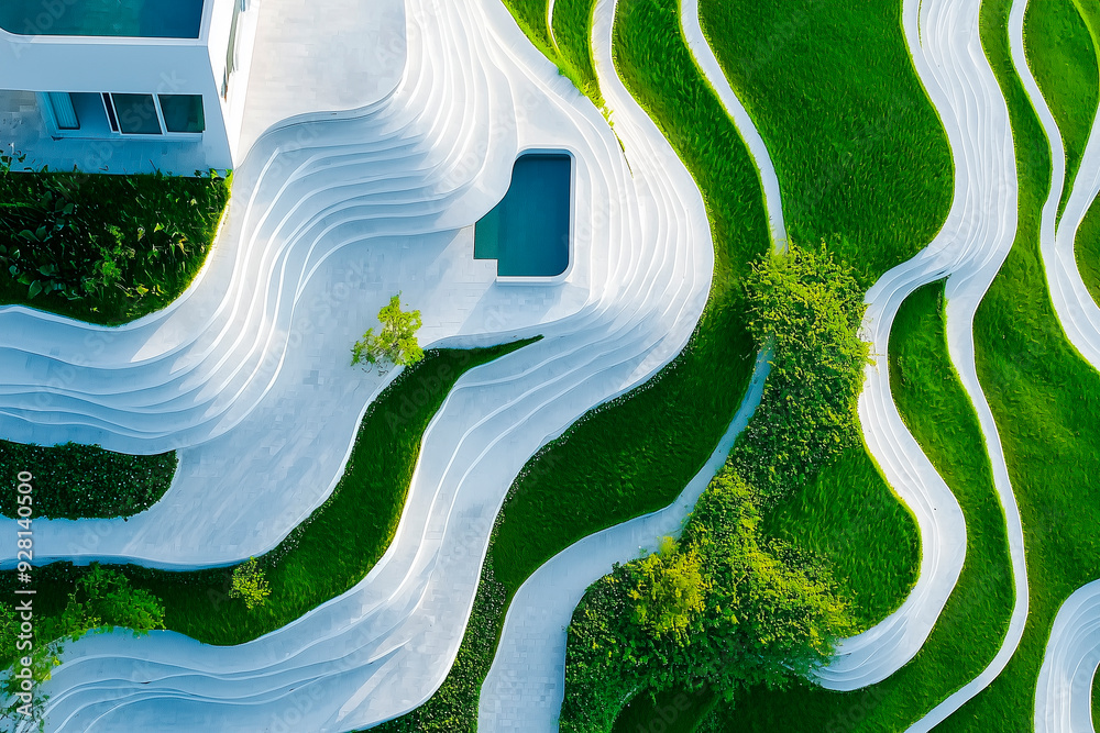 Eco Concept Futuristic agronomy Project ecology green earth. Terraced ...