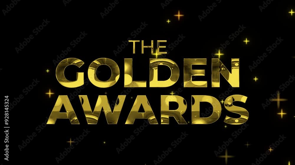 The Golden Awards animated text with particles and gold color. The ...