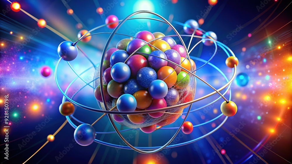 A colorful illustration of a neutron, a subatomic particle with no ...