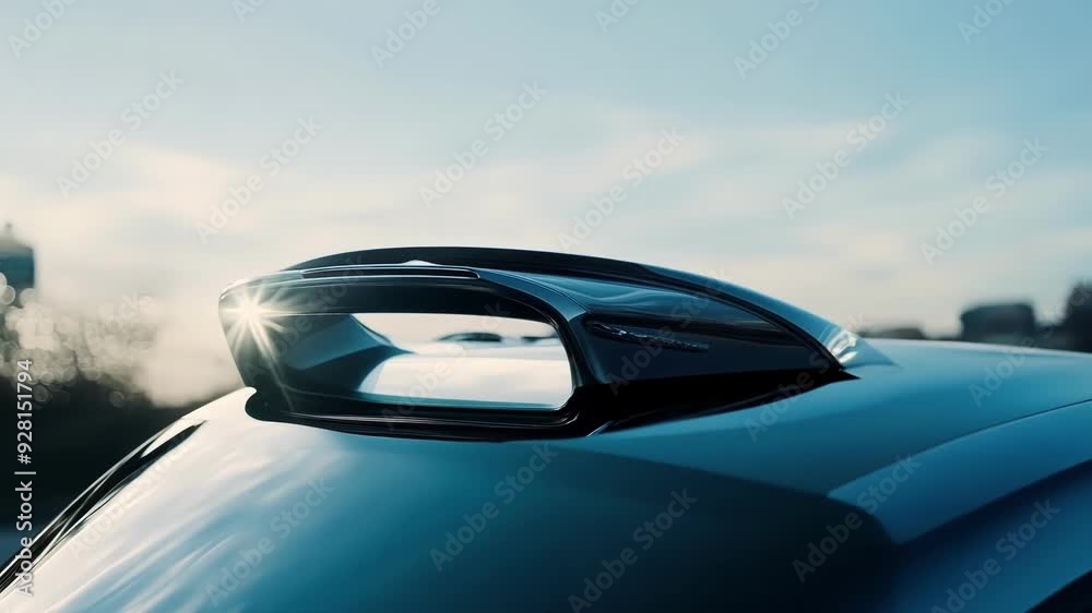 Modern sports car parked outdoors with a focus on the design and shape ...