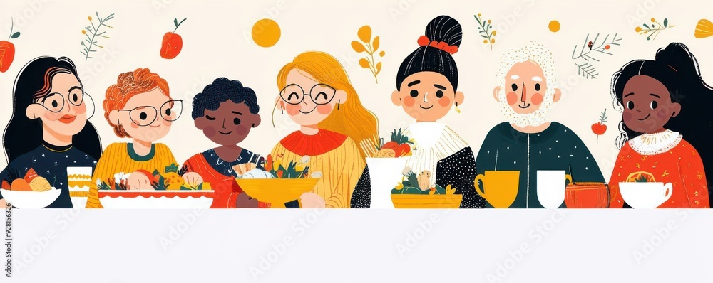 Large extended family from different cultures gathered for a festive ...