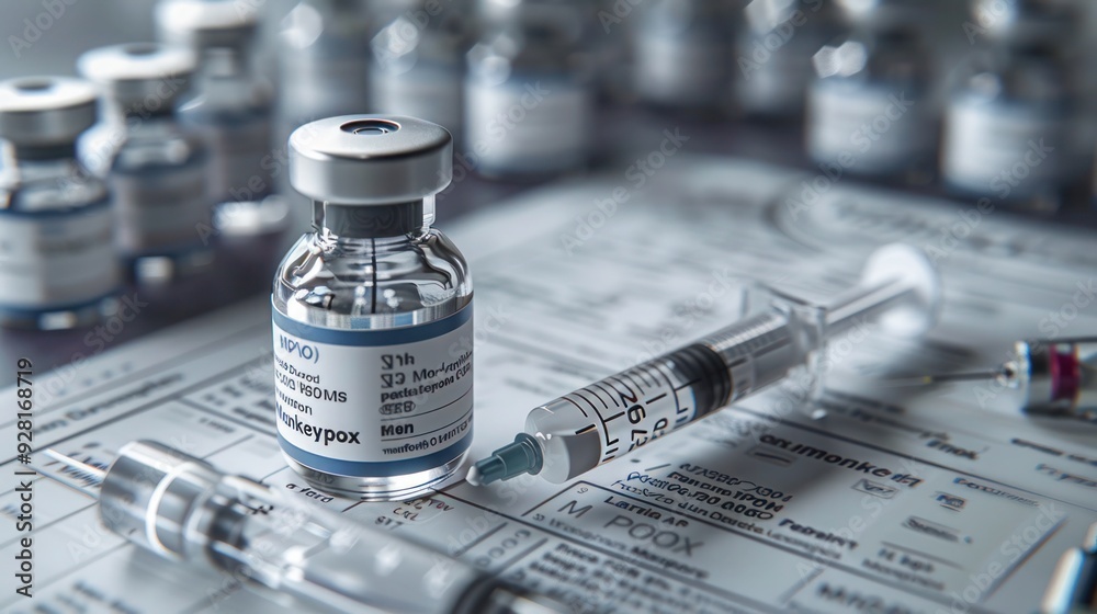 Monkey pox vaccine, monkey pox virus vaccine and injection, Close-up of ...