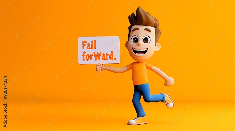 Fail Forward with a Smile. A cheerful 3D boy champions resilience ...