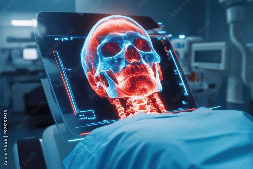 A detailed bone scan using ionizing radiation provides high-resolution ...