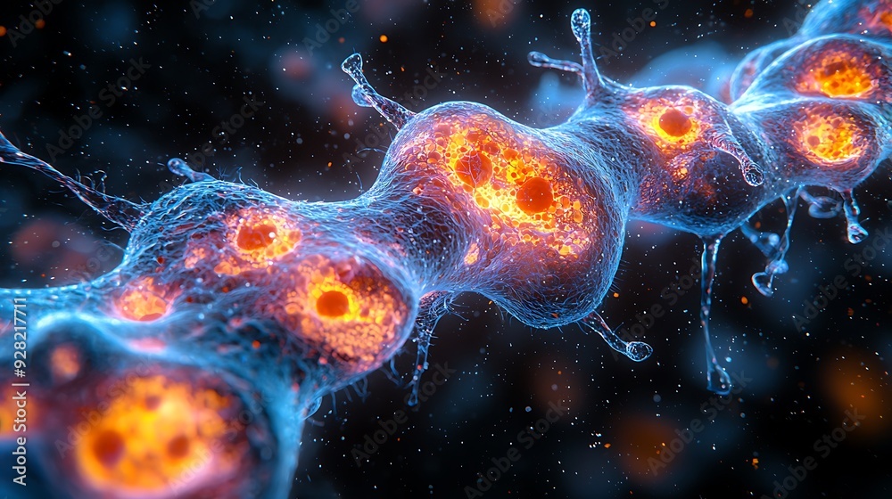 High-resolution microscope image of a detailed cell culture, showcasing ...