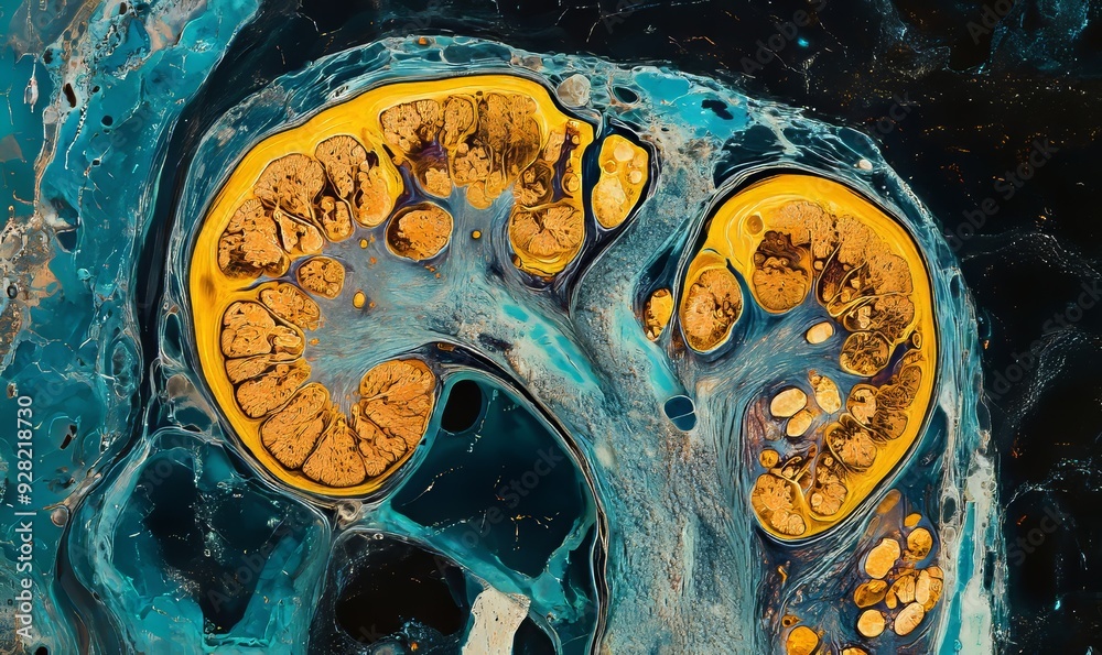 Renal pathology image displaying chronic kidney disease effects on ...