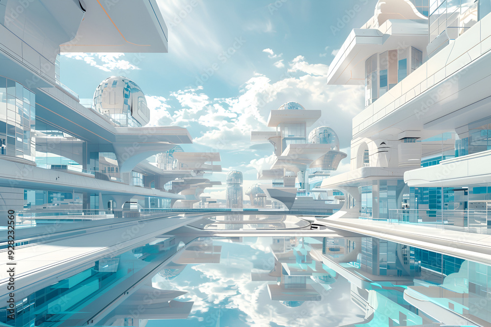 Futuristic University Campus with AI AA futuristic port with advanced ...