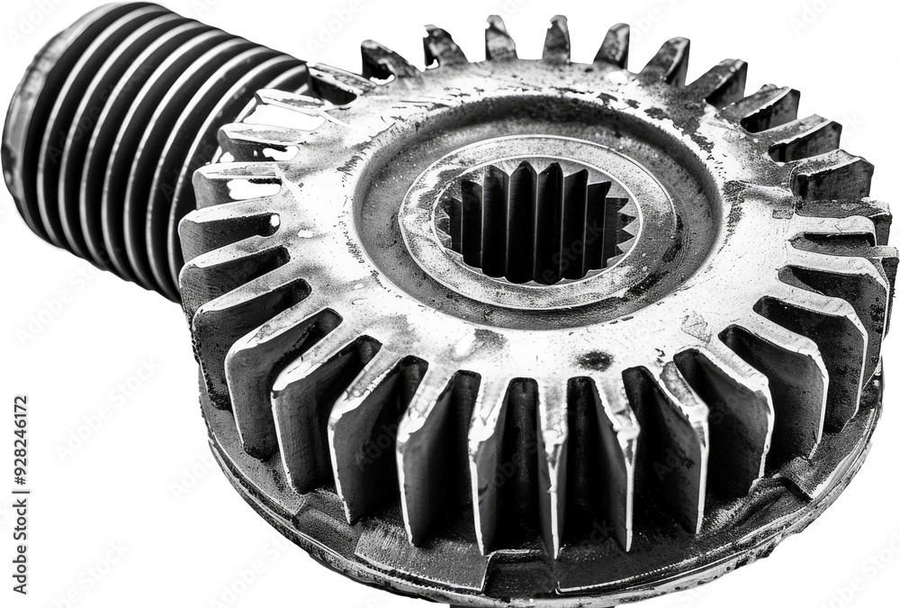 background removed transparent PNG of a metal steel worm and worm wheel ...