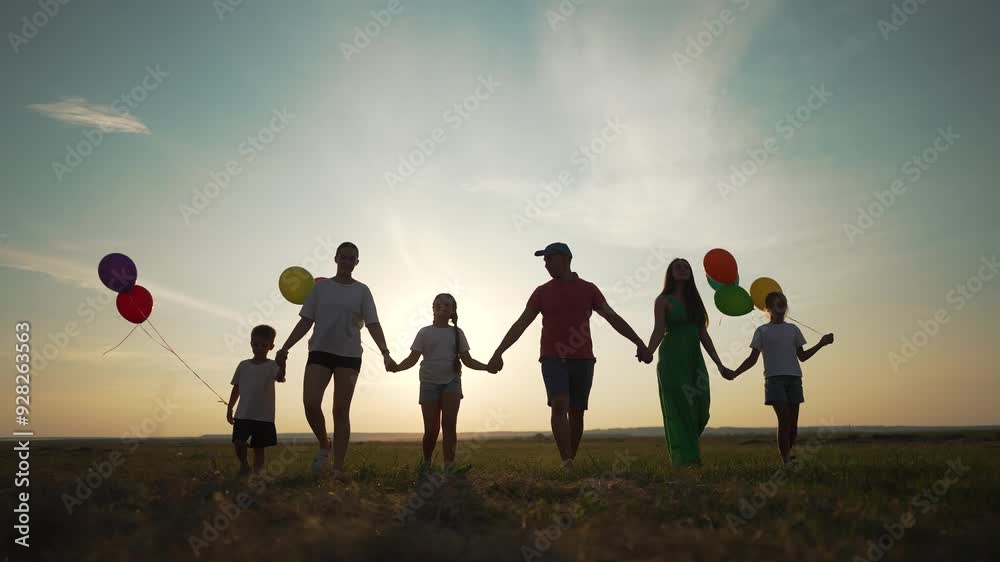 Group children running with balloons. Children running in park with balloons. Group children ...