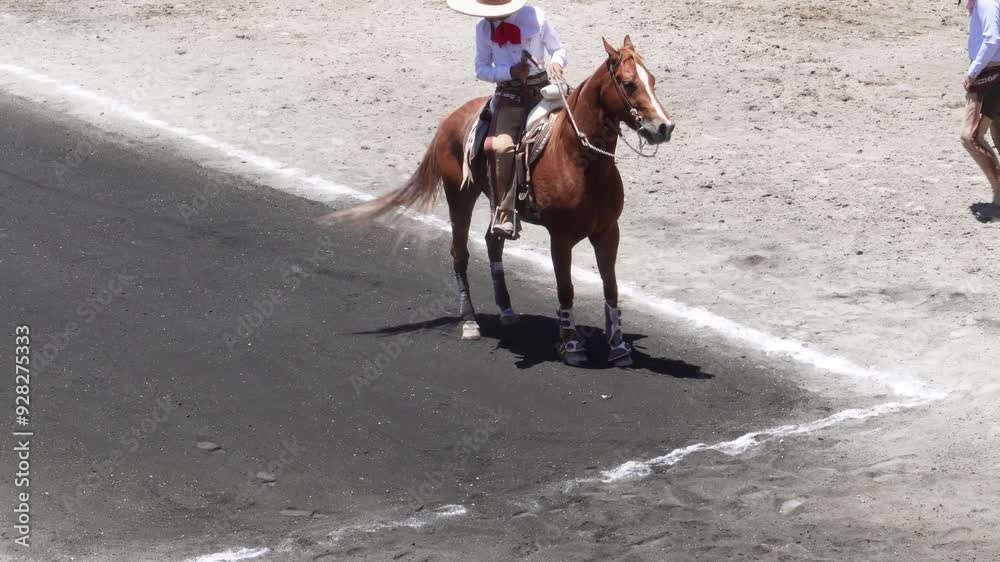 Isolated mexican male charro riding his horse at high speed and ...