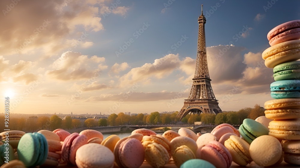 The Eiffel Tower in Paris is made entirely of colorful French highly ...