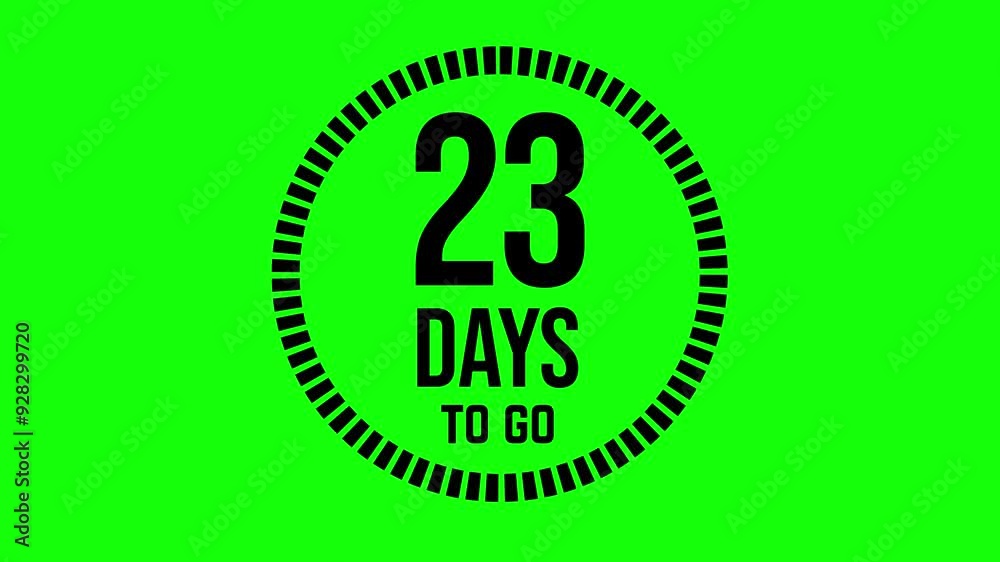 23 days to go, 31 days count 2D animation, motion graphics running numbers counting days, 23 ...