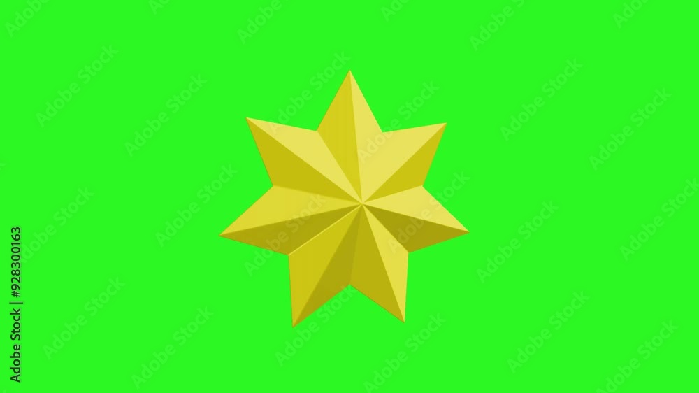 Gold star rotation animation on green screen suitable for awards ...