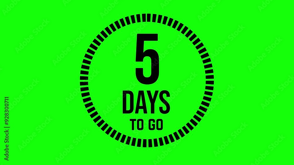 5 days to go, 5 days count 2D animation, motion graphics running ...