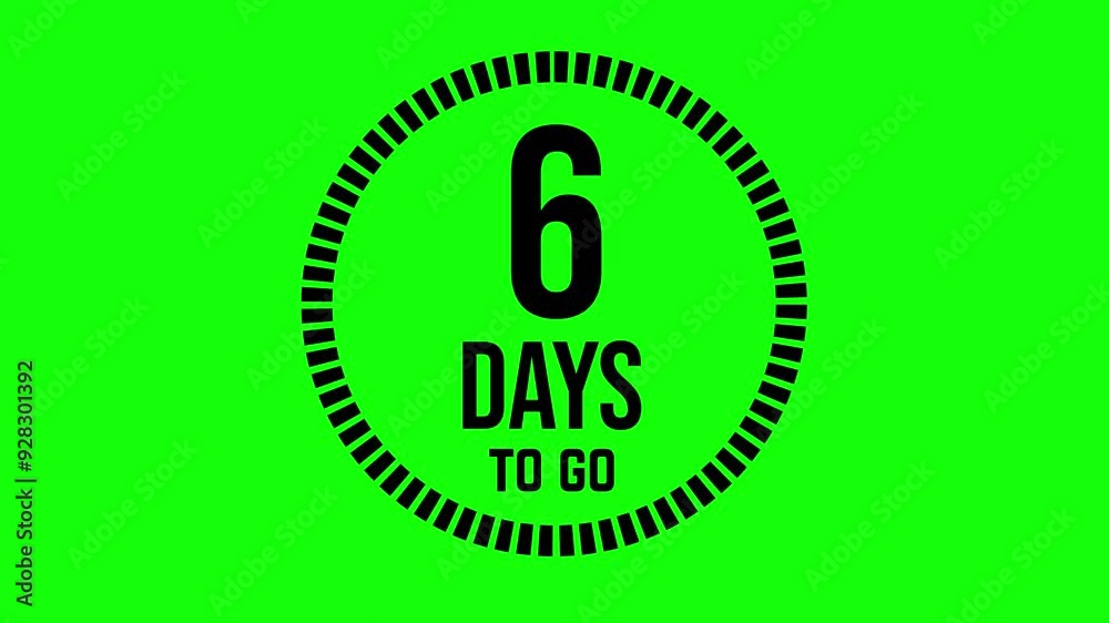 6 days to go, 6 days count 2D animation, motion graphics running ...