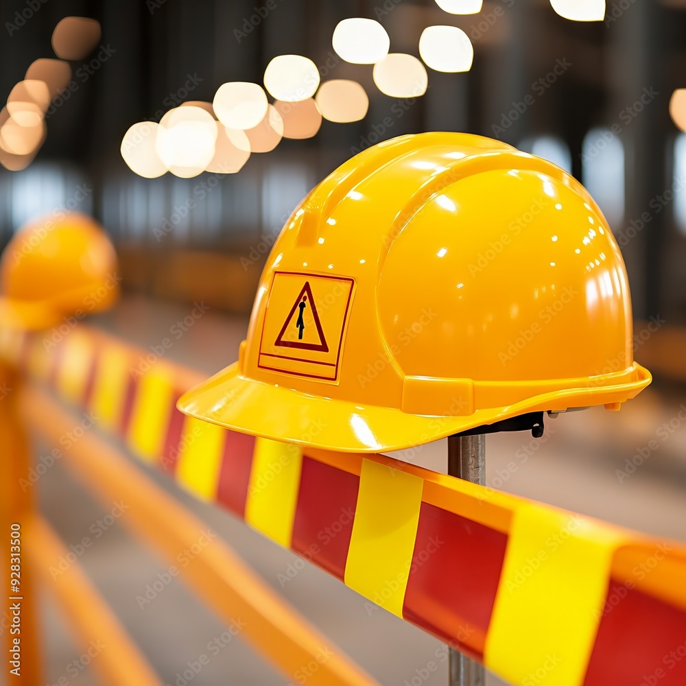 Construction safety helmet on site, symbolizing caution and safety in ...