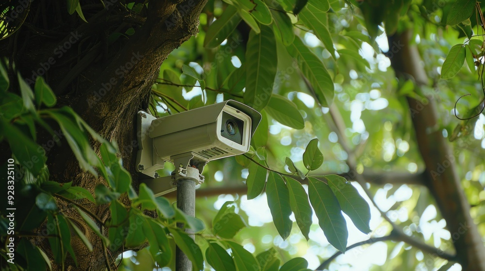 CCTV system in the garden and have copy space ,Instrumental in security ...