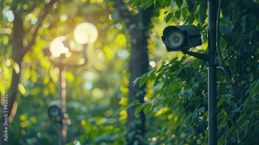 CCTV system in the garden and have copy space ,Instrumental in security ...