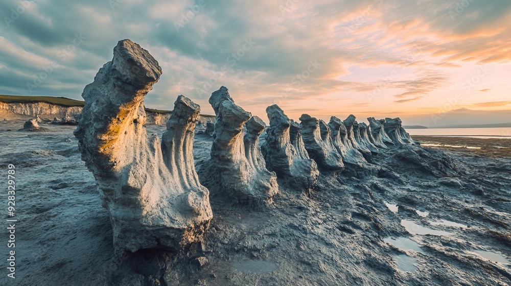 The Fossil Forest in Dorset, England, features ancient fossilized trees ...