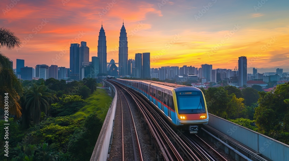 In Kuala Lumpur, Malaysia, the Mass Rapid Transit (MRT) Putrajaya Line ...