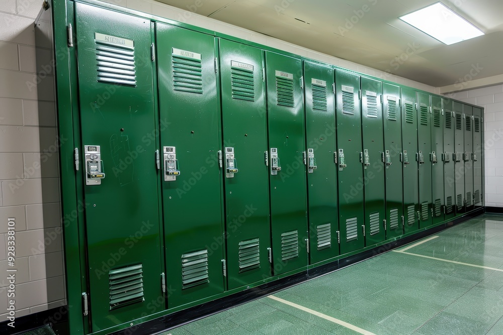 Big green lockers in the athletic locker room Stock Photo | Adobe Stock