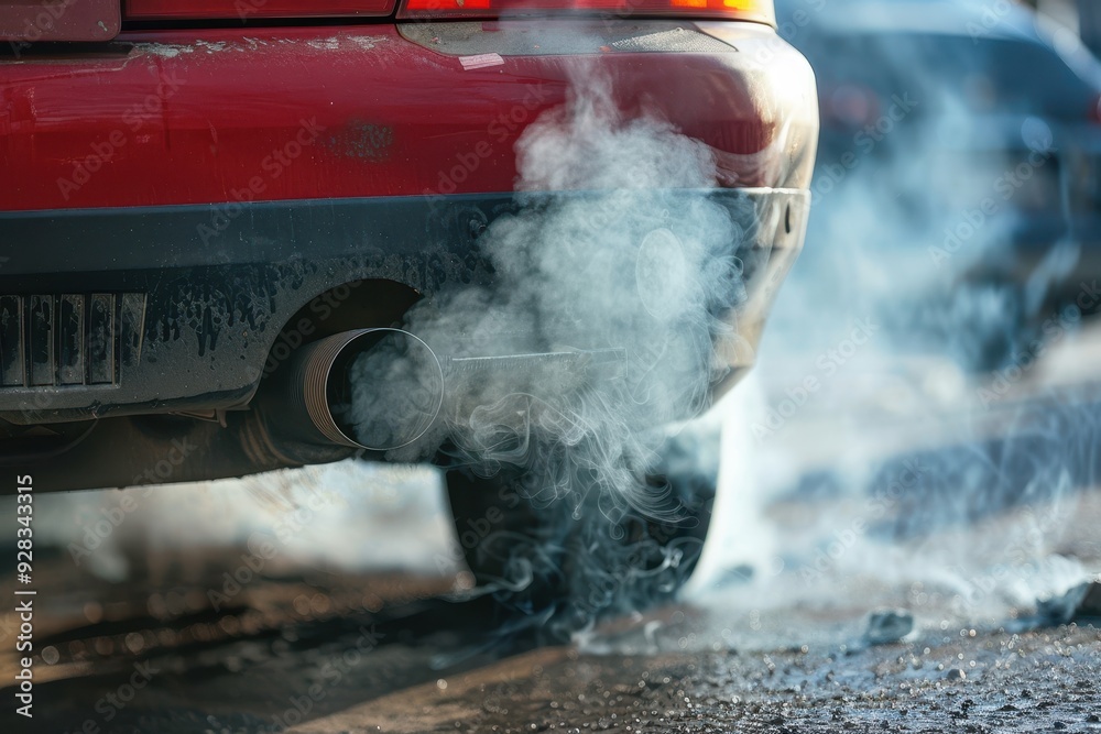 Car exhaust fumes due to engine malfunction Stock Photo | Adobe Stock