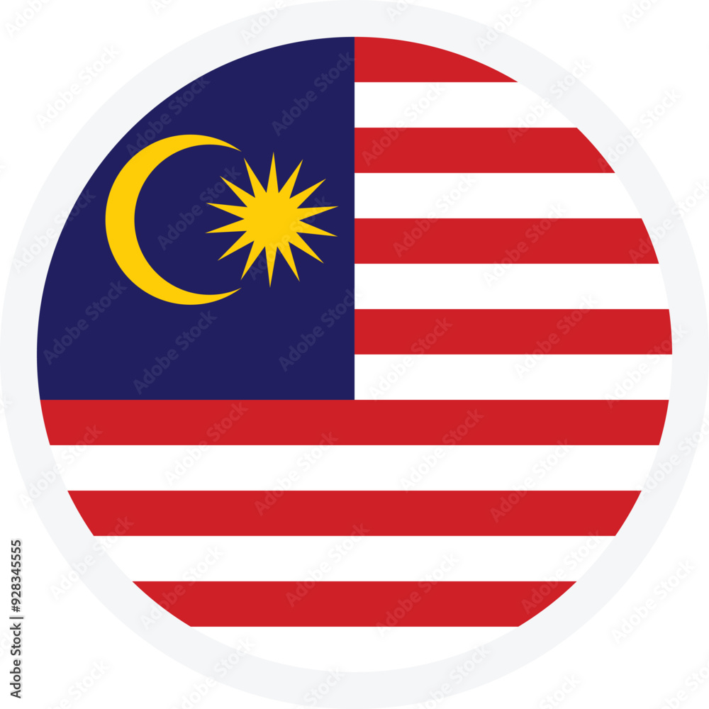 Flag of Malaysia. Vector round icon on transparent background. Icon for ...