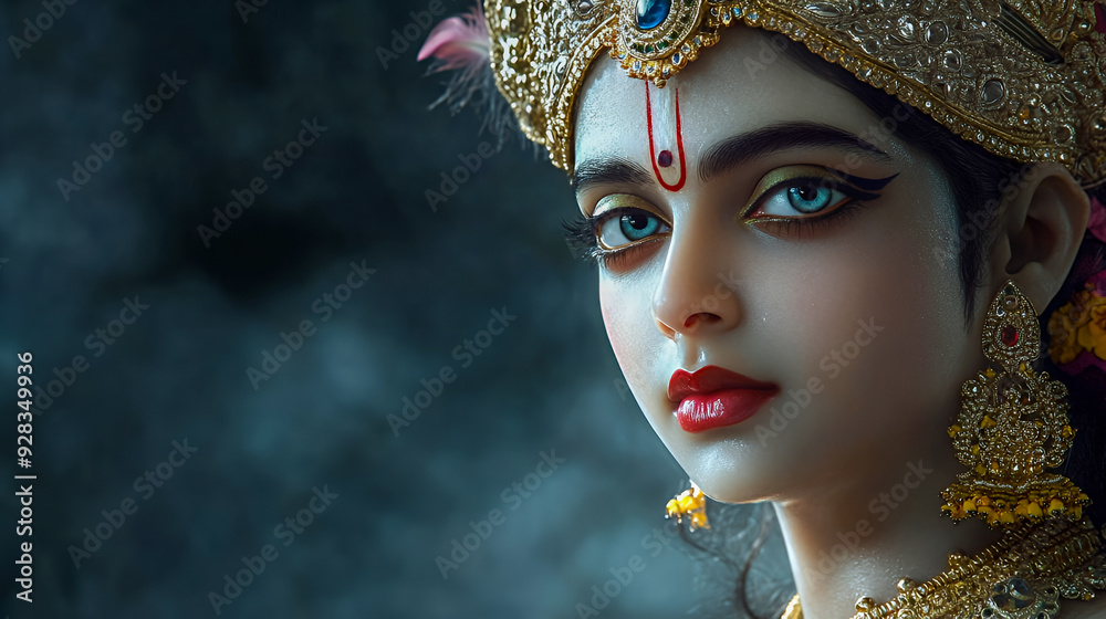 Lord Krishna, one of the greatest Hindu gods, with an isolated ...