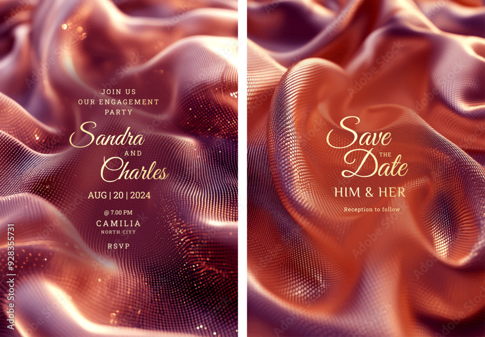 Artistic wedding invitation template design, Luxury greeting design ...