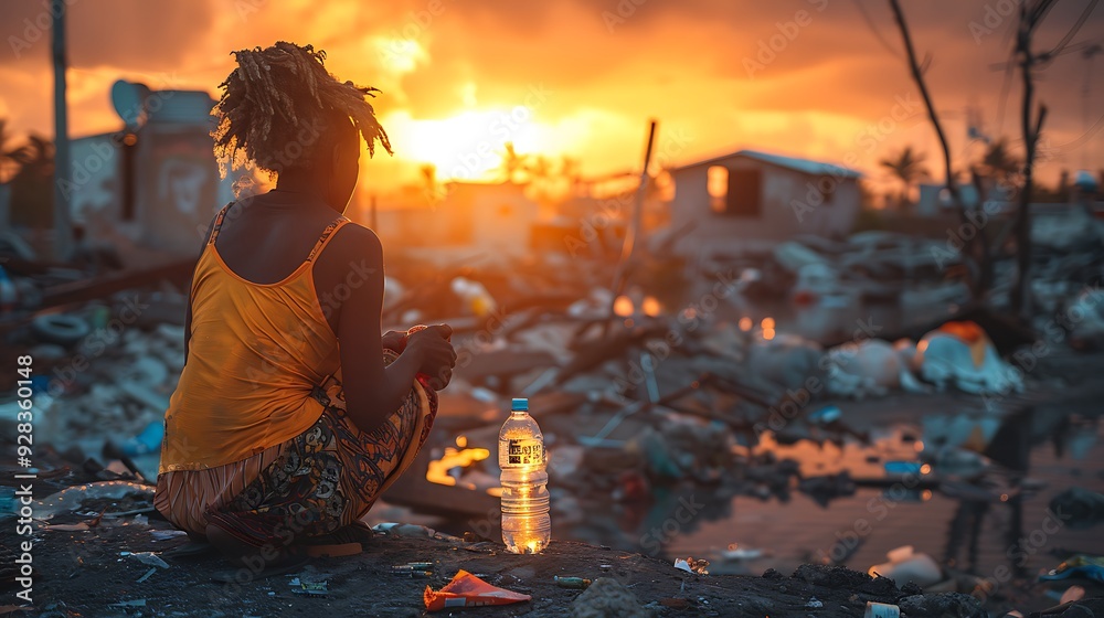 A volunteer kneeling to offer bottled water to an elderly person ...